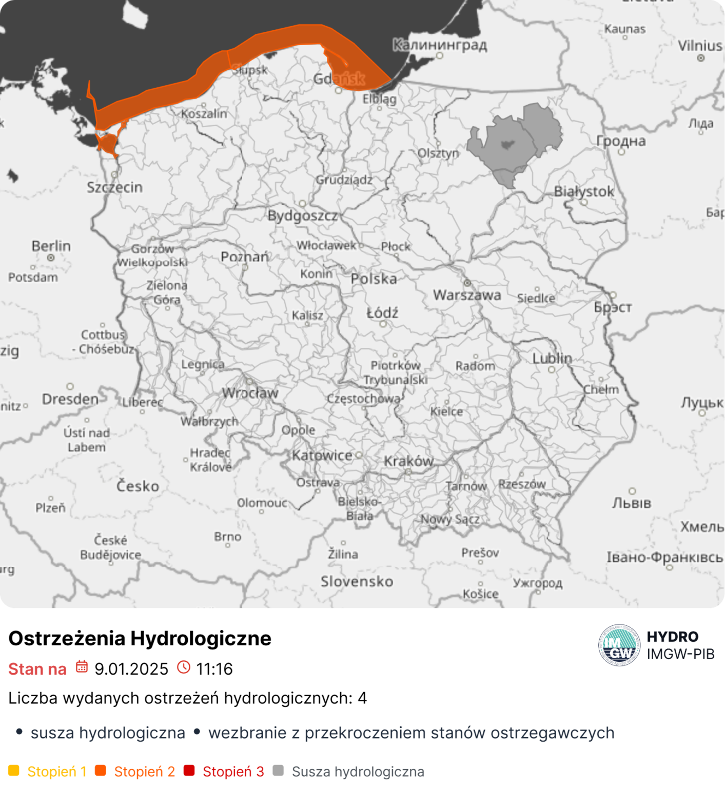 Prognoza meteorologiczna i szczegółowa prognoza hydrologicznana kolejne 7 dni (10-16.01.2025 r ...
