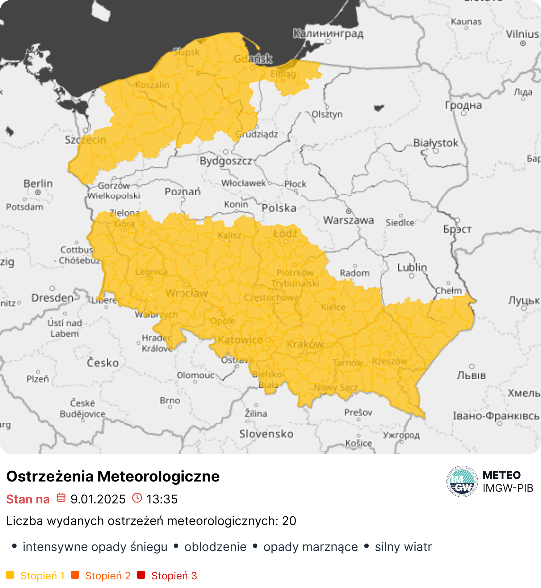 Prognoza meteorologiczna i szczegółowa prognoza hydrologicznana kolejne ...