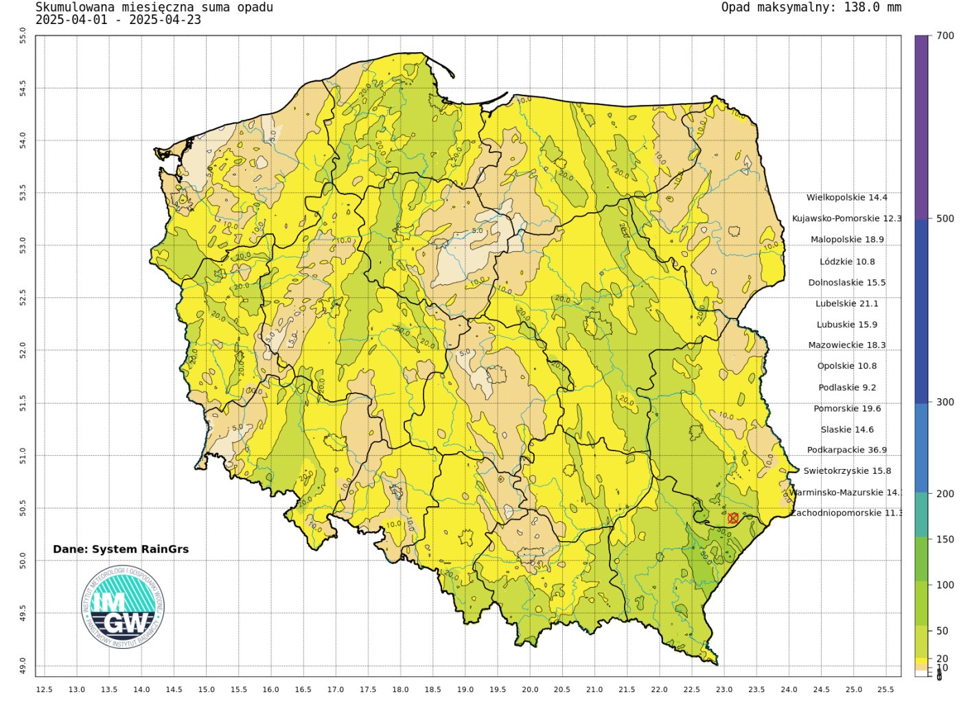 Prognoza meteorologiczna i szczegółowa prognoza hydrologiczna na kolejne 7 dni (25.04-01.05.2025 ...